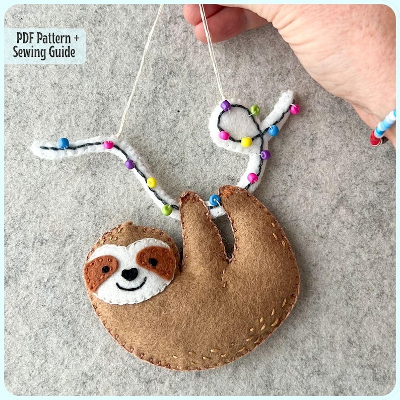 Felt Sloth PDF Pattern Template With Sewing Guide. Ornament, Magnet ...