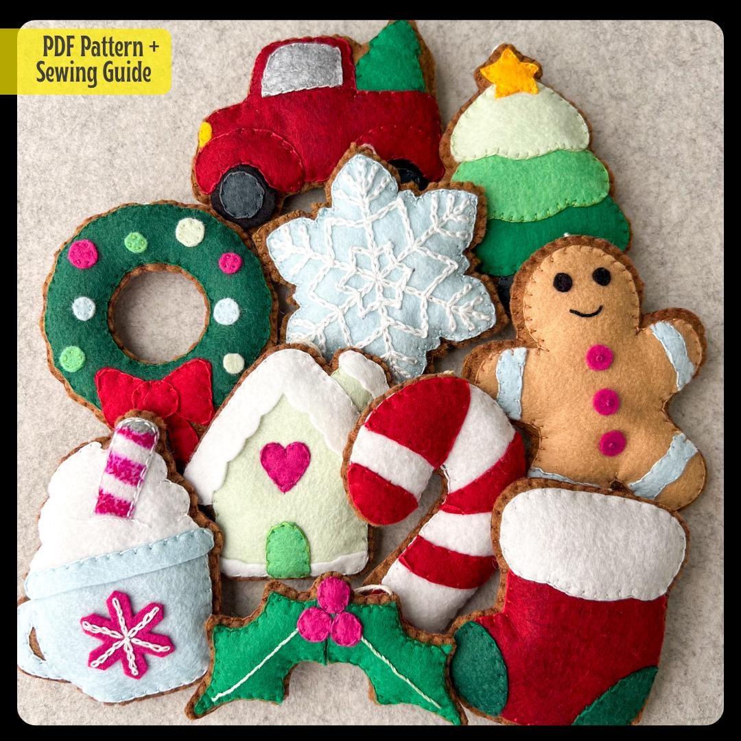 Christmas Felt Ornament Bundle. Pattern Template and Sewing Guide ...
