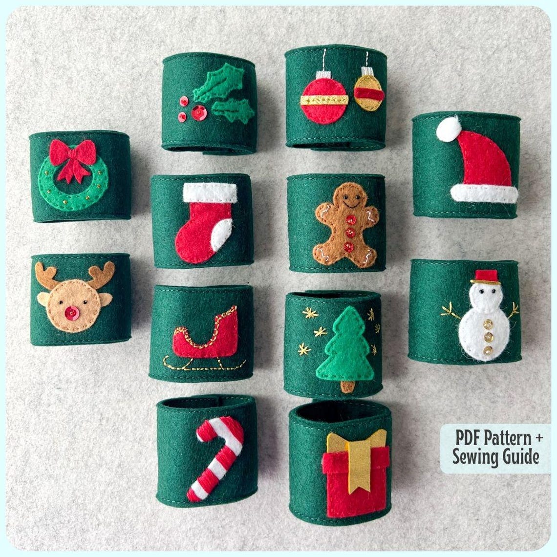 Felt Christmas Napkin Ring PDF Pattern and Instructions: Instant ...
