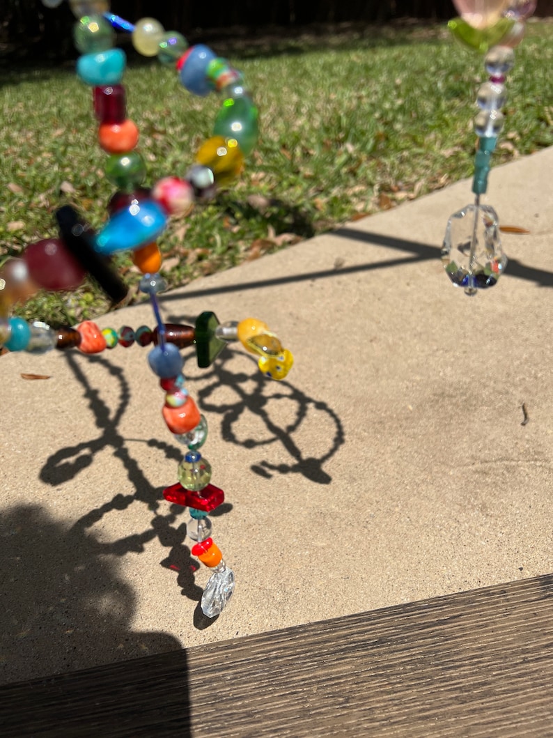 Double Strand Spiral Memory Wire Colorful Beaded & Crystal Sun Catcher ...