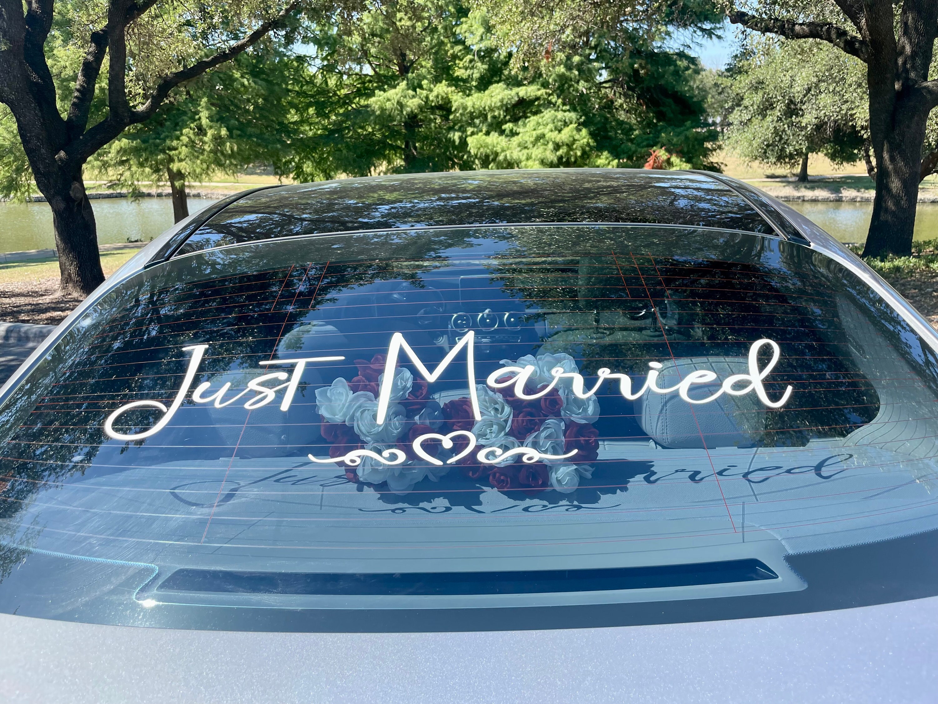 Just Married Custom Vinyl Wedding Car Decal, Bride and Groom Vehicle ...