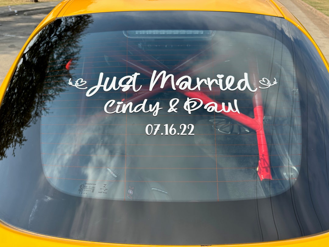 Just Married Custom Vinyl Wedding Car Decal Bride and Groom - Etsy