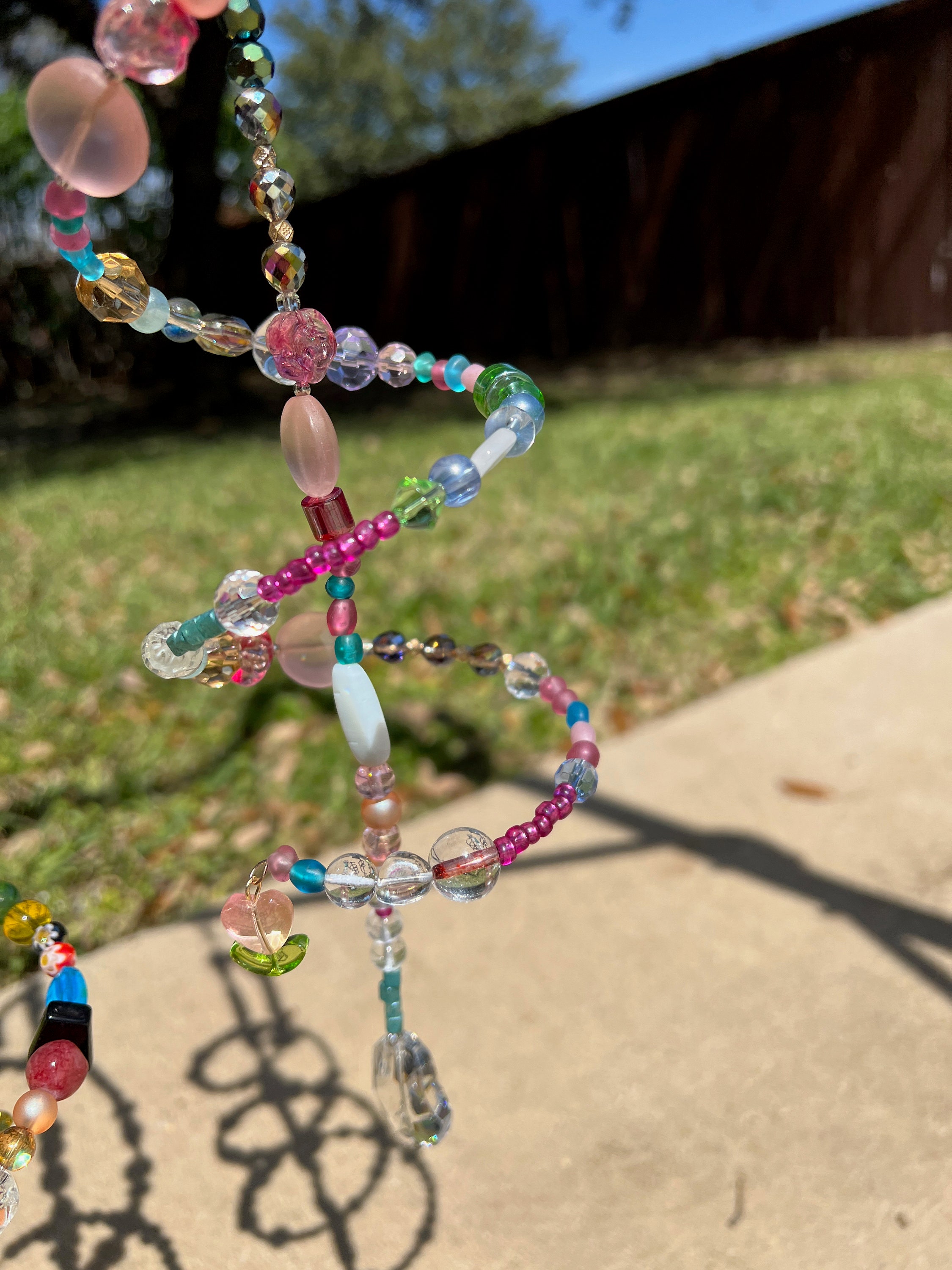 Double Strand Spiral Memory Wire Colorful Beaded & Crystal Sun Catcher ...