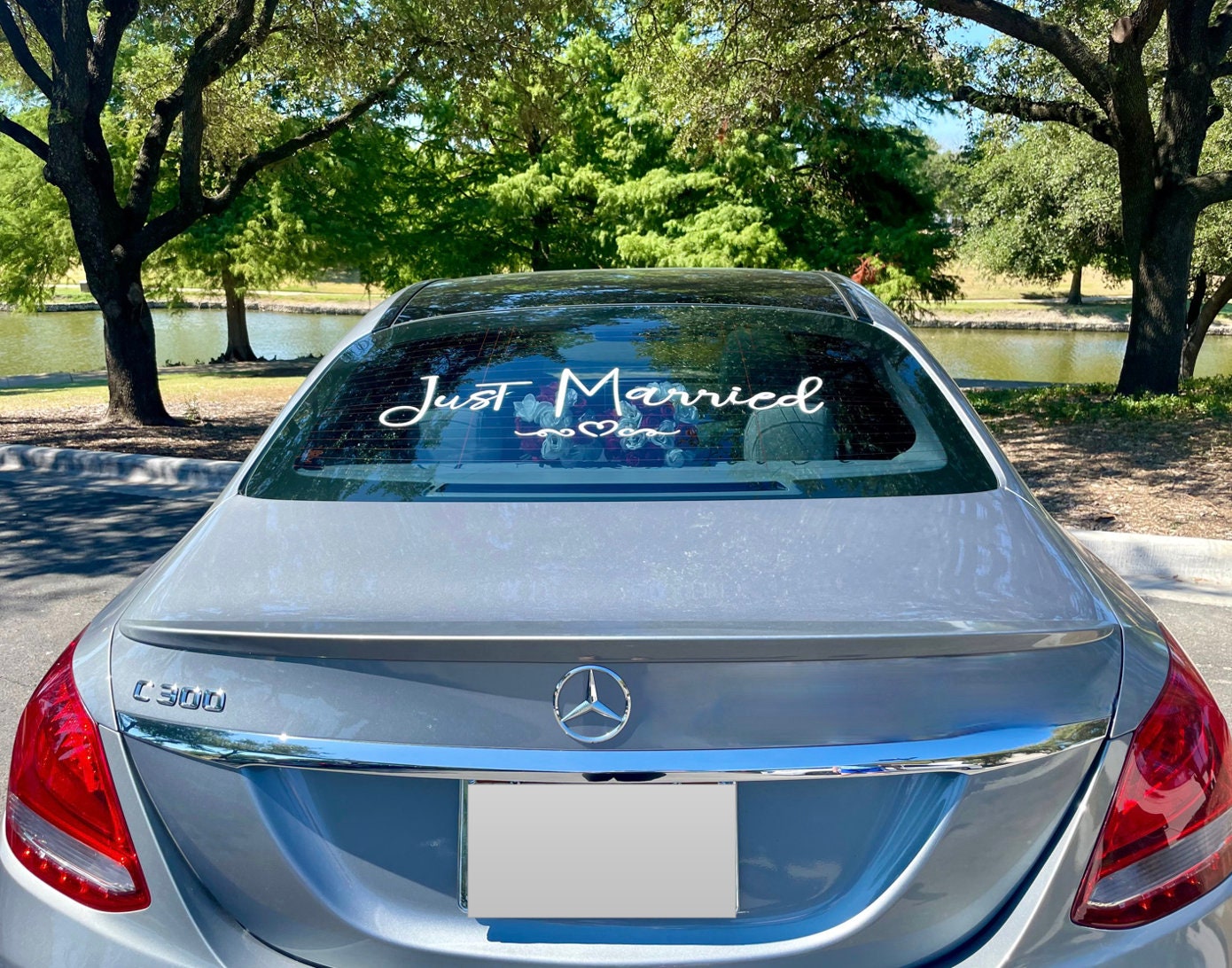 Just Married Custom Vinyl Wedding Car Decal, Bride and Groom Vehicle ...