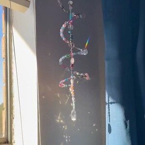 Double Strand Spiral Memory Wire Colorful Beaded & Crystal Sun Catcher ...