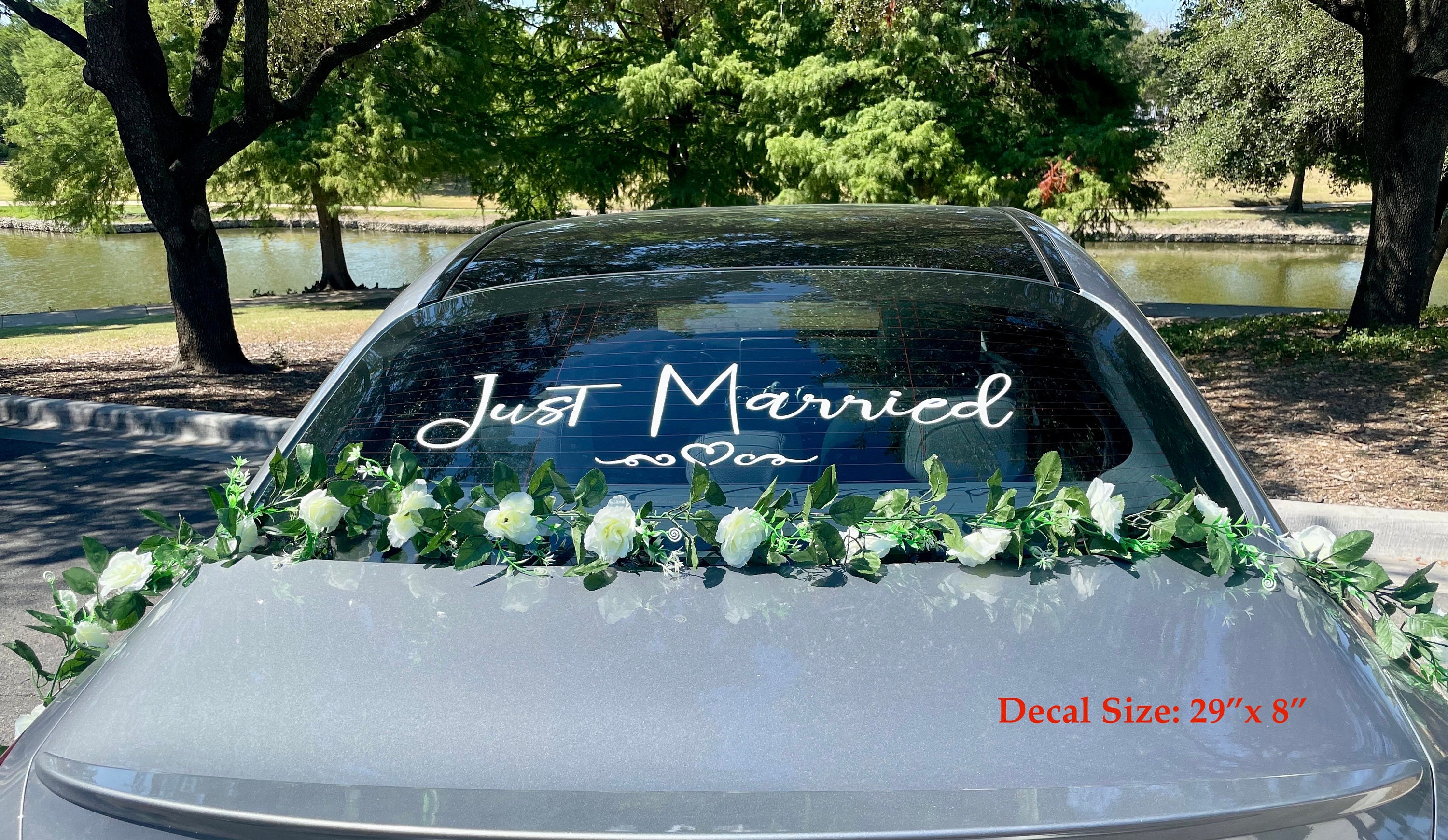 Just Married Custom Vinyl Wedding Car Decal, Bride and Groom Vehicle ...