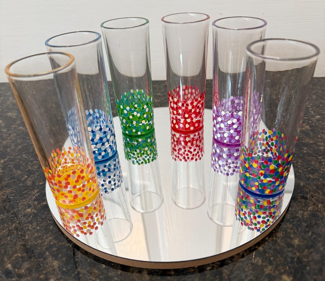 Hand-painted Shot Glasses Confetti Shot Glass Handmade – Set of 6, 2 Oz ...