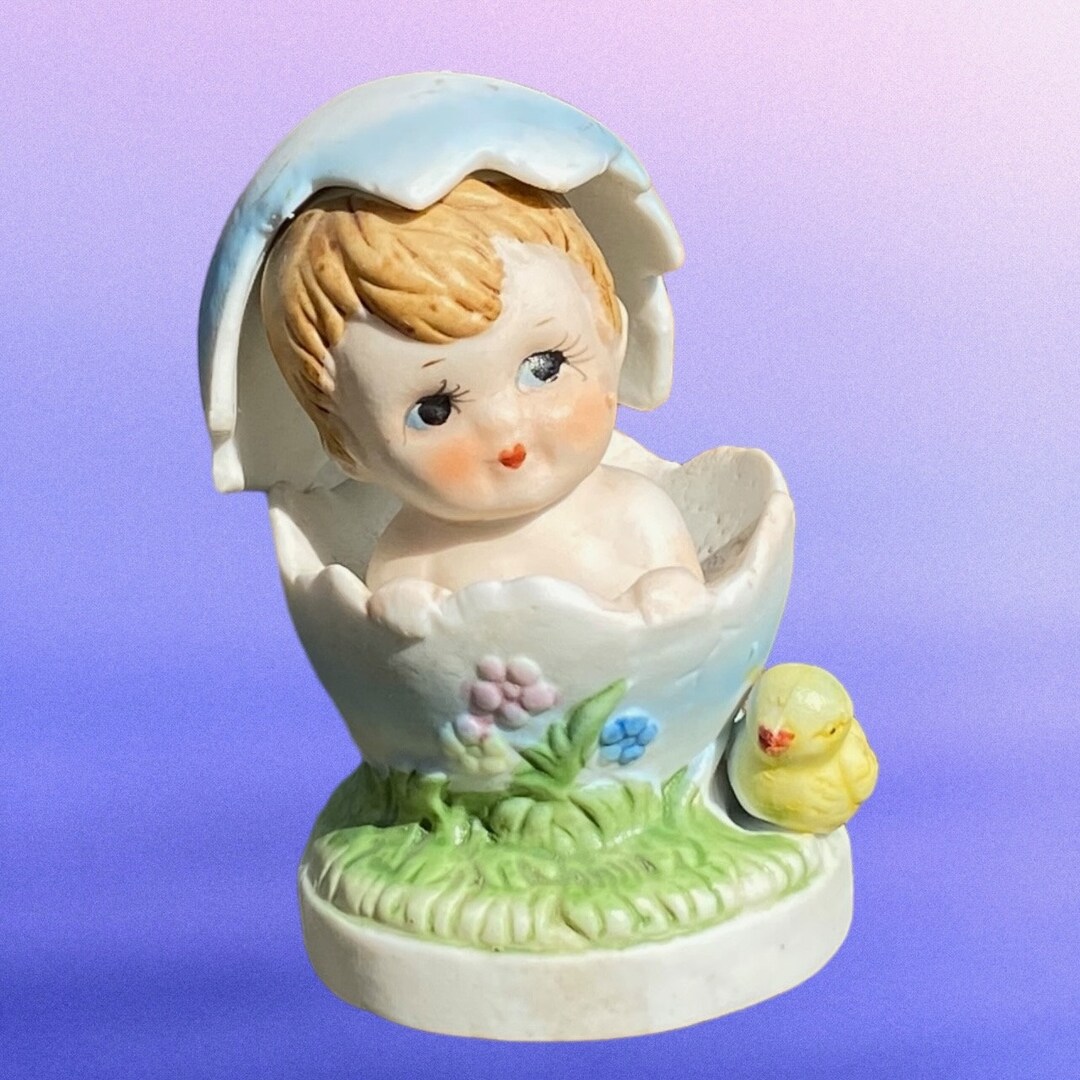 Vintage Napco Egg Kitschy Baby Egghead Cracked Egg Baby Hatchling ...