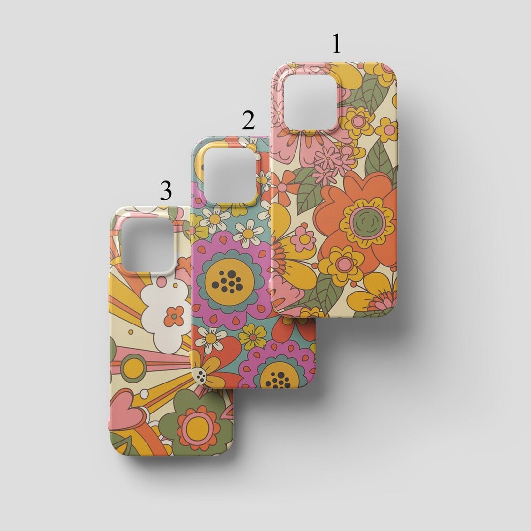 Retro Groovy Phone Case Floral Hippie Cover Fit for iPhone 15 Pro Max ...