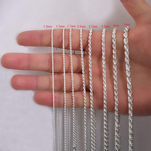 Italian Solid Sterling Silver Rope Link Chain Necklace 925 - Etsy