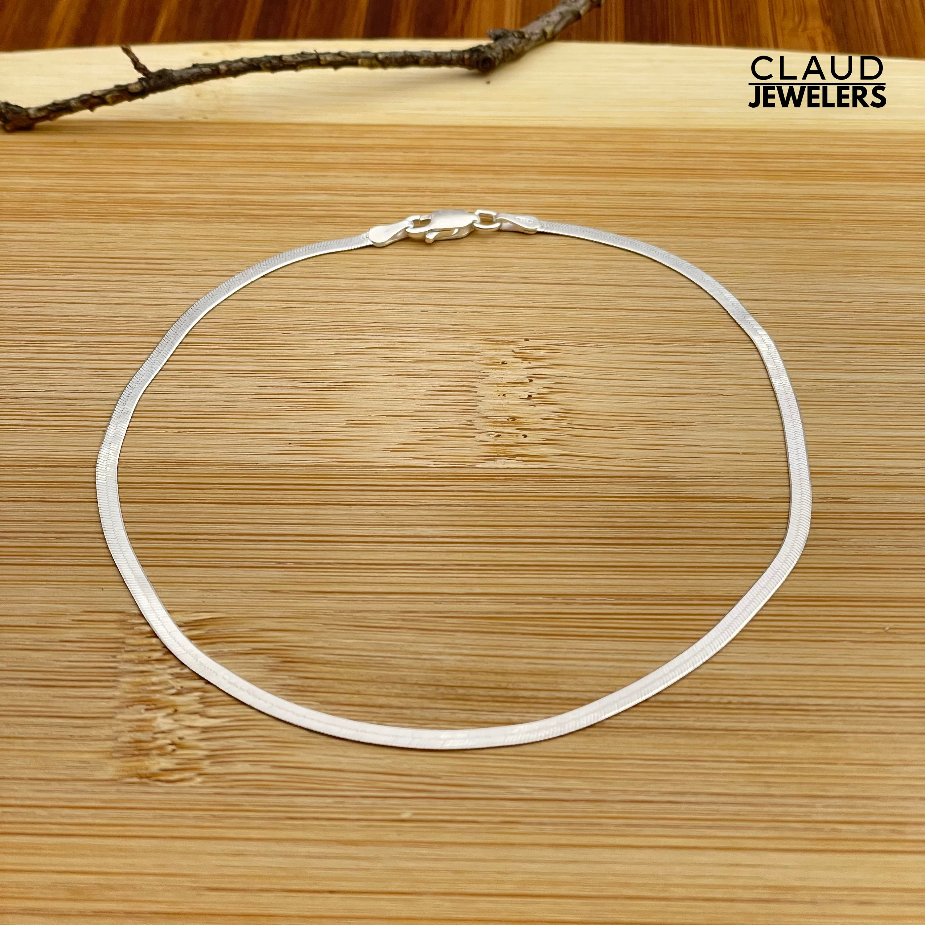 Silver herringbone anklet store