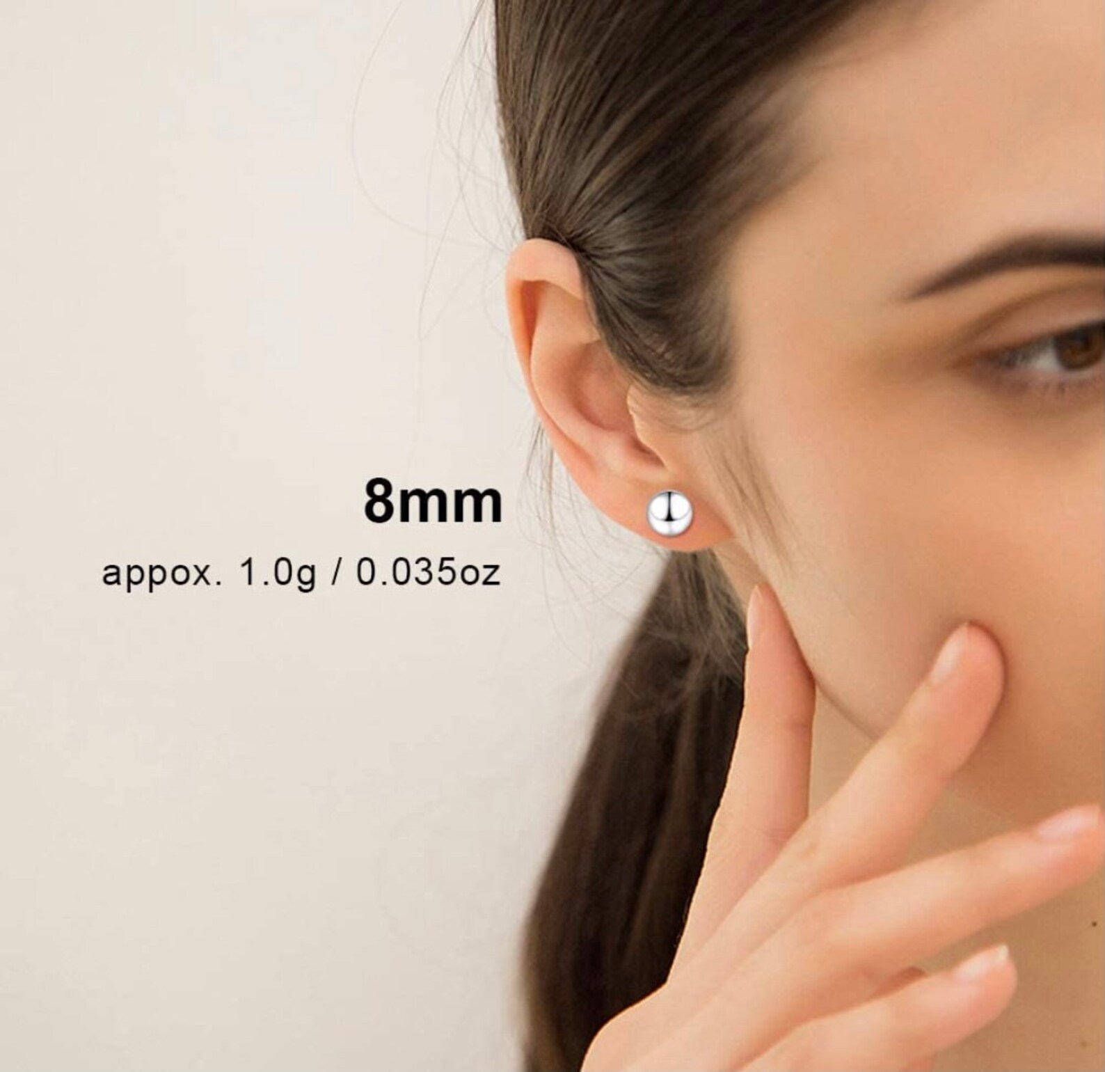 Sterling Silver 8MM High Polished Ball Studs Earrings Unisex - Etsy