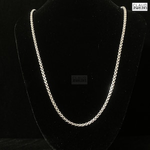 Solid 925 Sterling Silver 4MM Thick Round Box Link Chain Necklace ...