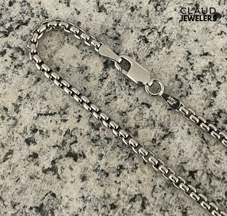 925 Sterling Silver Round Box Link Chain Necklace Men and - Etsy
