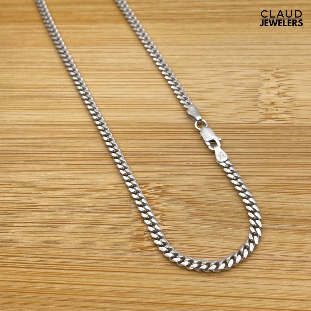 Solid 925 Sterling Silver 3MM Miami Cuban Link Chain Necklace Stacking ...
