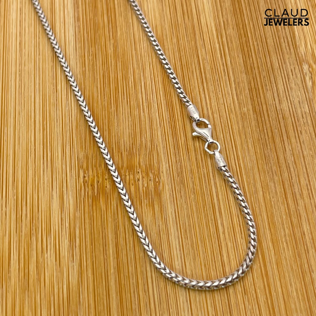 Solid 925 Sterling Silver 2MM Franco Chain Necklace, Square Box Chain ...