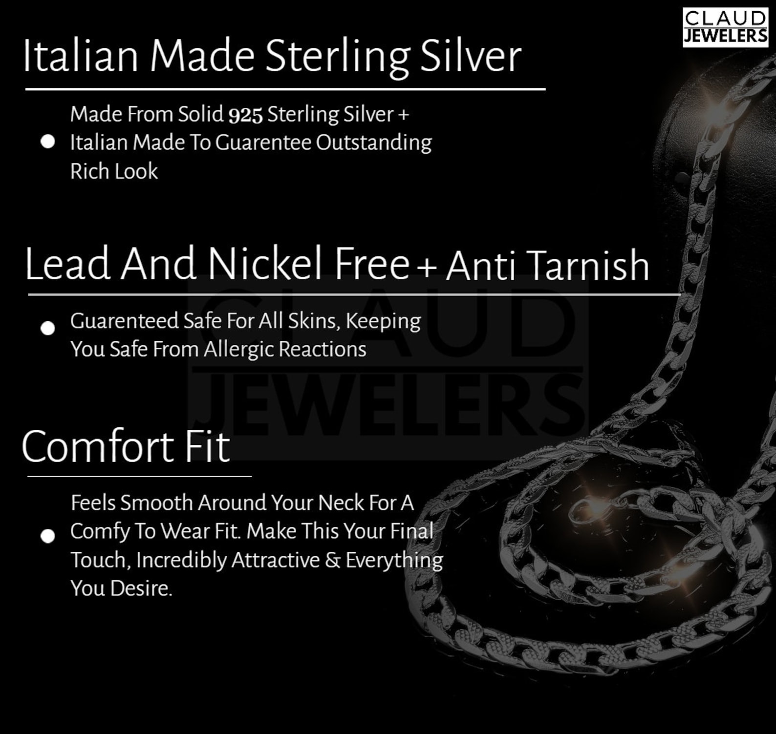 Italian Solid Sterling Silver Rope Link Chain Necklace 925 Silver Chain ...