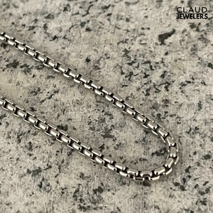 925 Sterling Silver Round Box Link Chain Necklace Men and Women - Etsy