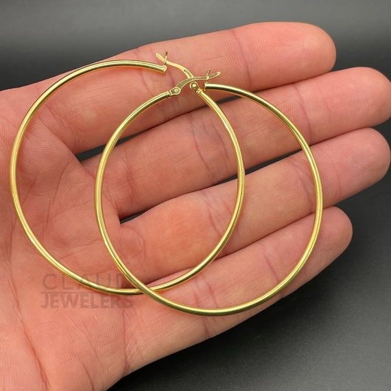 Sterling Silver 60MM Hoop Earrings Unisex 925 Silver Hoops 14K Gold Plated Hoops Etsy
