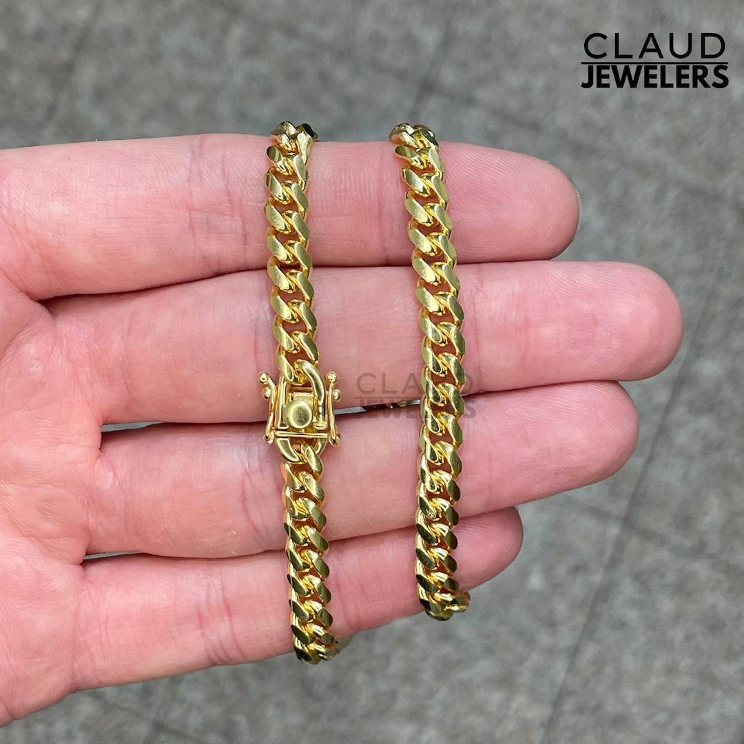 14K Gold Plated Over Sterling Silver Cuban Link Thick Rapper Chain ...