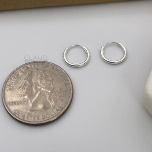 925 Solid Sterling Silver Small 10MM Endless Hoop Earrings, Nose Ring ...