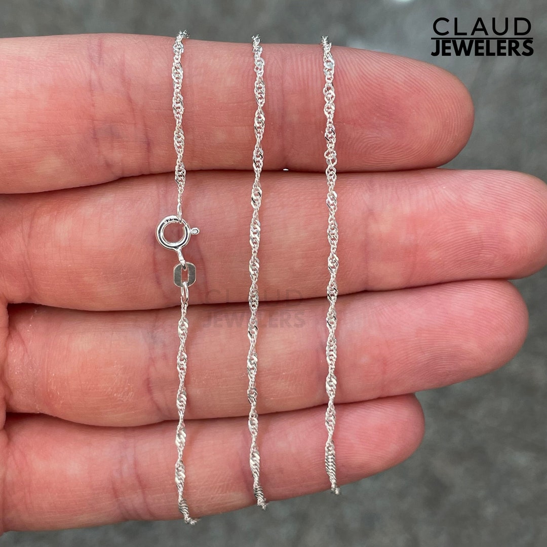 Solid 925 Sterling Silver 2MM Singapore Link Chain Necklace Italian ...