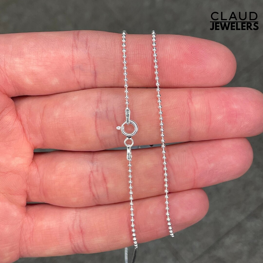 925 Sterling Silver Bead Ball Chain Necklace Men and Women - Etsy