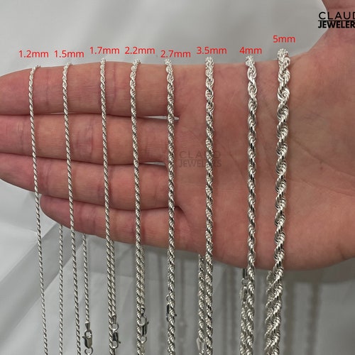 Italian Solid Sterling Silver Rope Link Chain Necklace 925 - Etsy