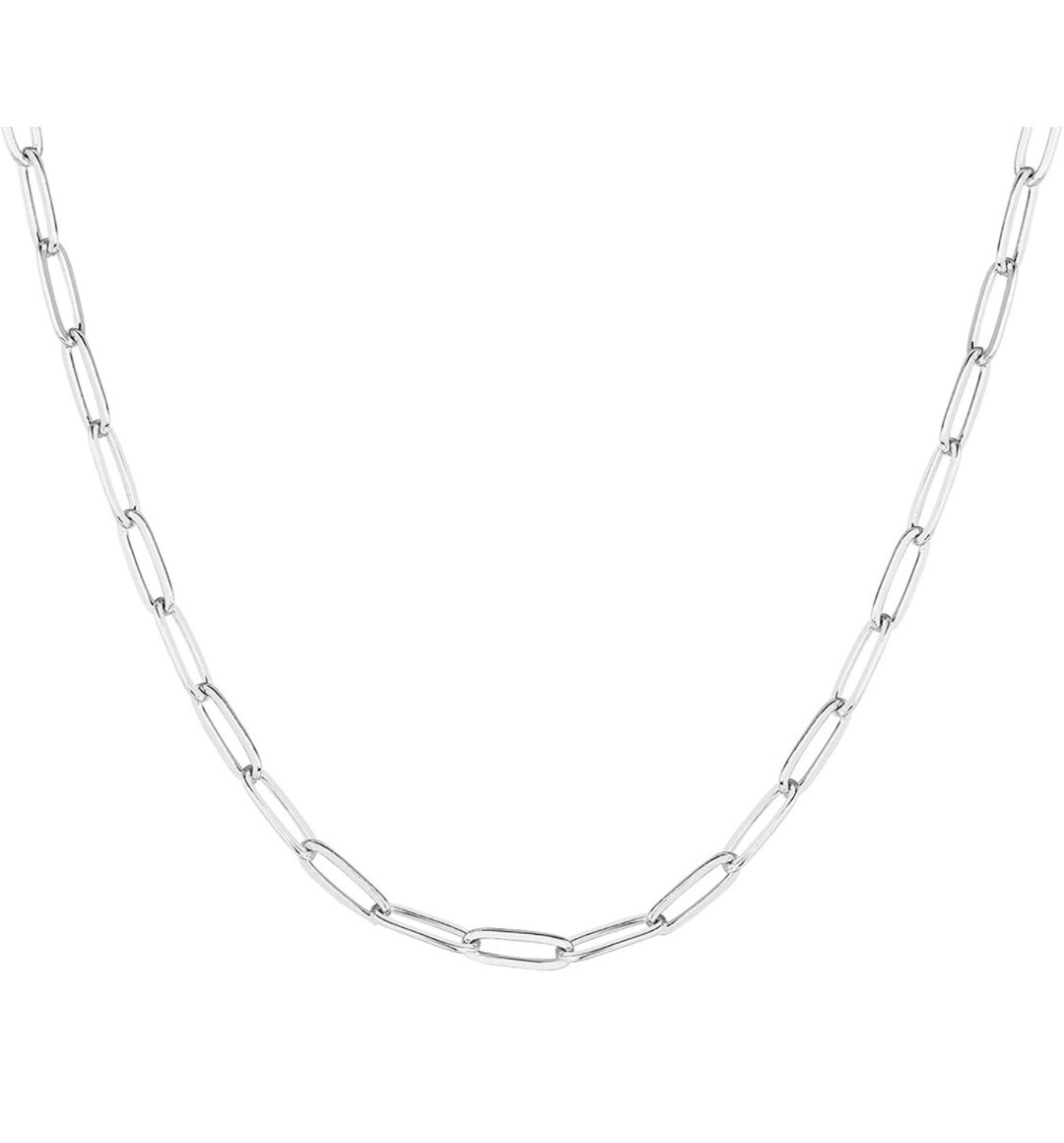 Solid 925 Sterling Silver 3MM Paper Clip Link Chain Necklace - Etsy