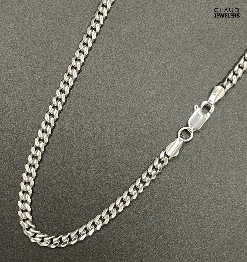 Solid 925 Sterling Silver 4MM Thick Miami Cuban Link Chain - Etsy