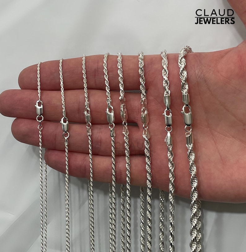 Italian Solid Sterling Silver Rope Link Chain Necklace 925 - Etsy