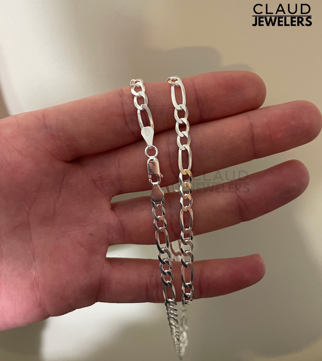 925 Solid Sterling Silver Figaro Link Chain Necklace 5MM Italian Made ...