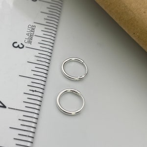 925 Solid Sterling Silver Small 10MM Endless Hoop Earrings, Nose Ring ...