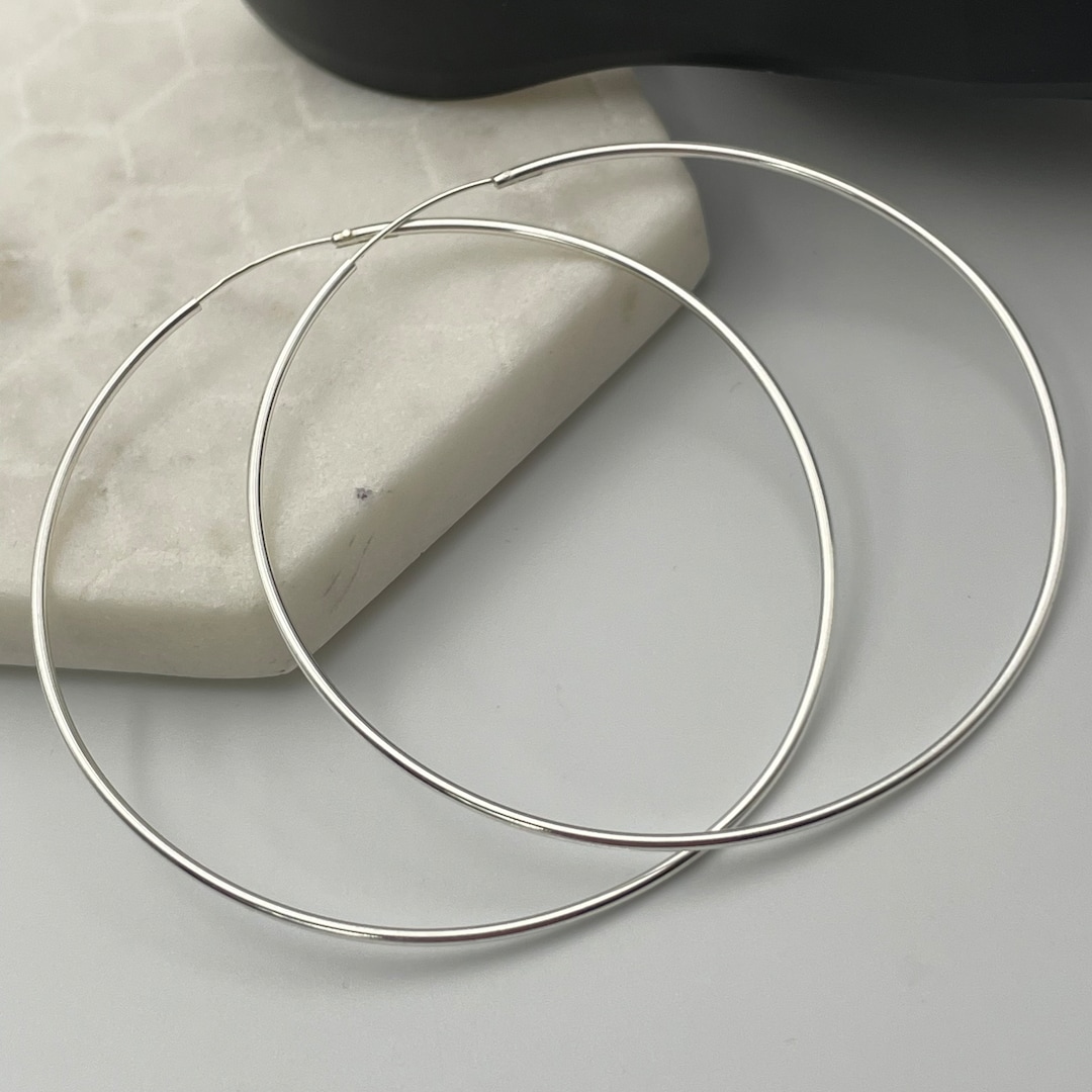 925 Solid Sterling Silver Large 60MM Endless Hoop Earrings - Etsy