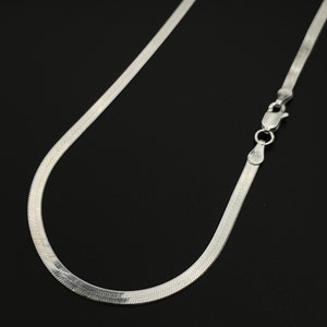 925 Solid Sterling Silver Flat Herringbone Snake Chain Necklace 5mm - Etsy