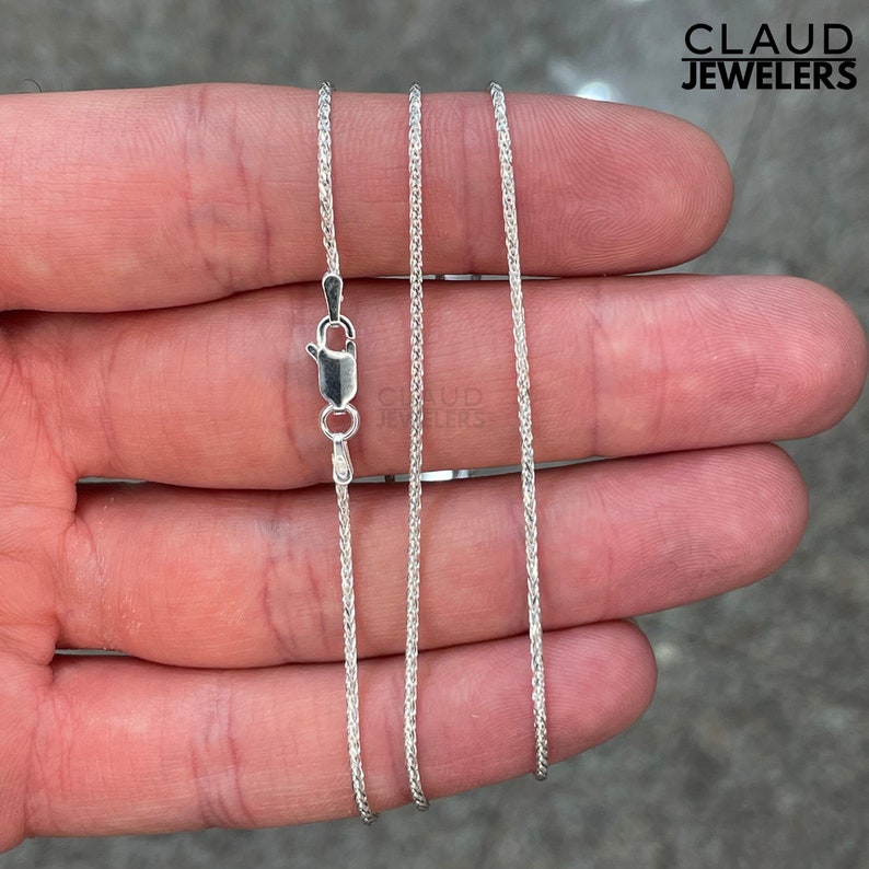 Solid 925 Sterling Silver 1MM Spiga Link Chain Necklace 925 Silver ...
