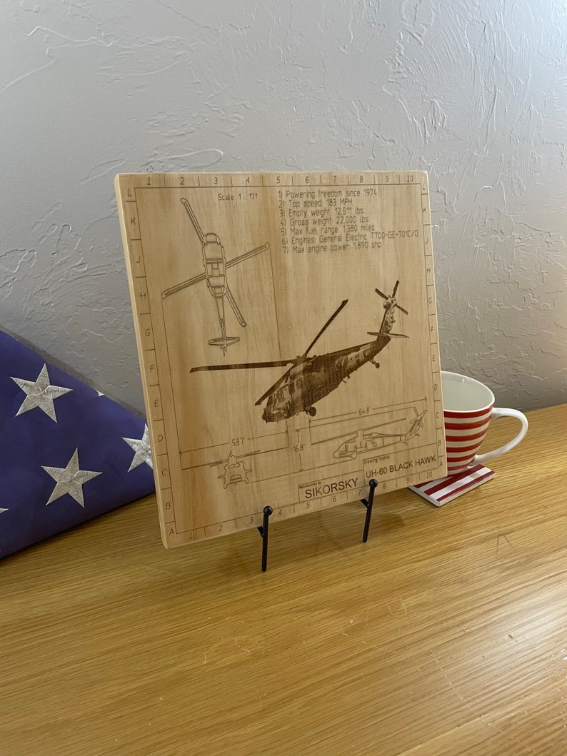 Sikorsky UH-60 Blackhawk Blueprint Wall Art Woodburn - Etsy