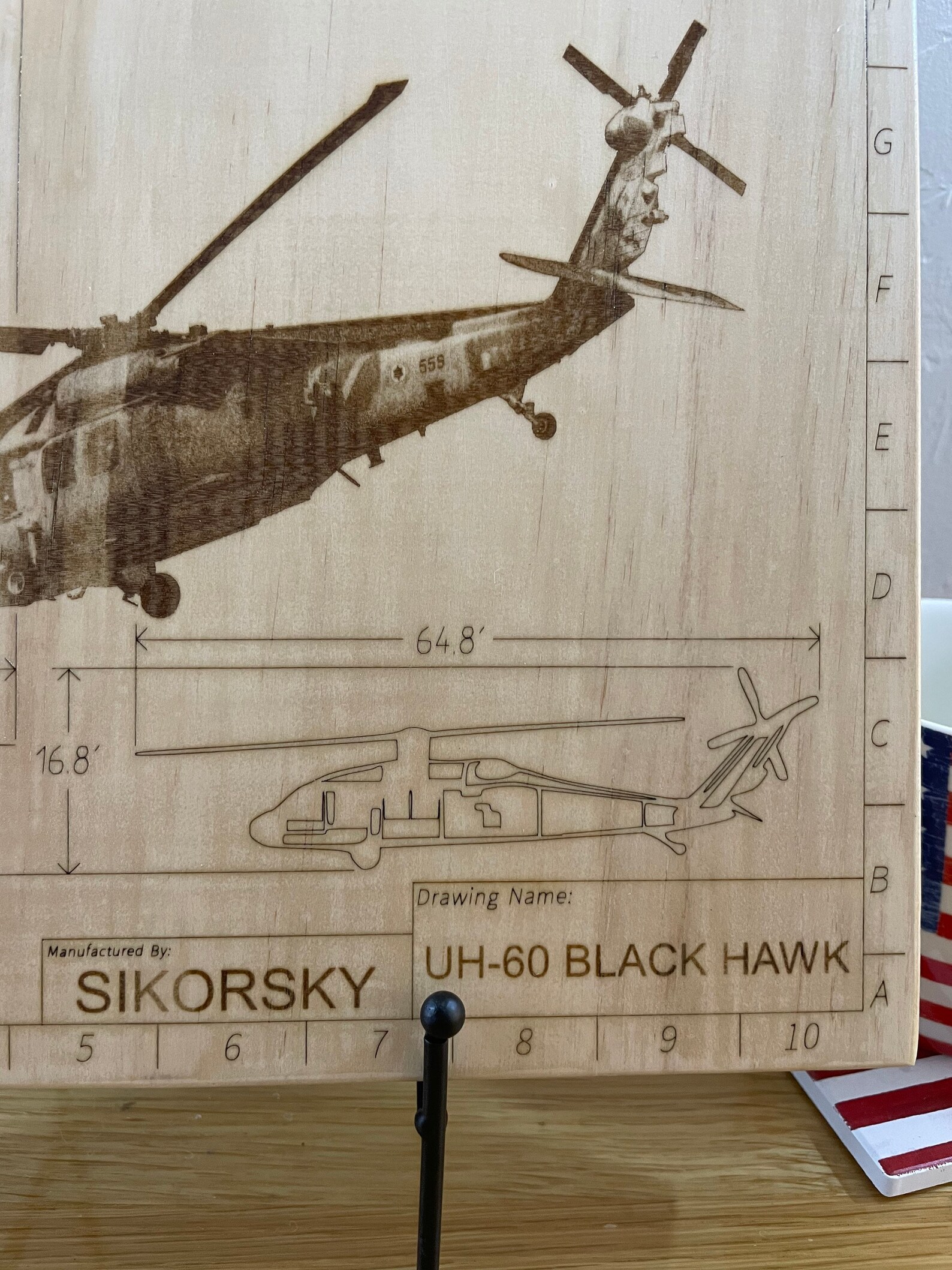 Sikorsky UH-60 Blackhawk Blueprint Wall Art Woodburn - Etsy