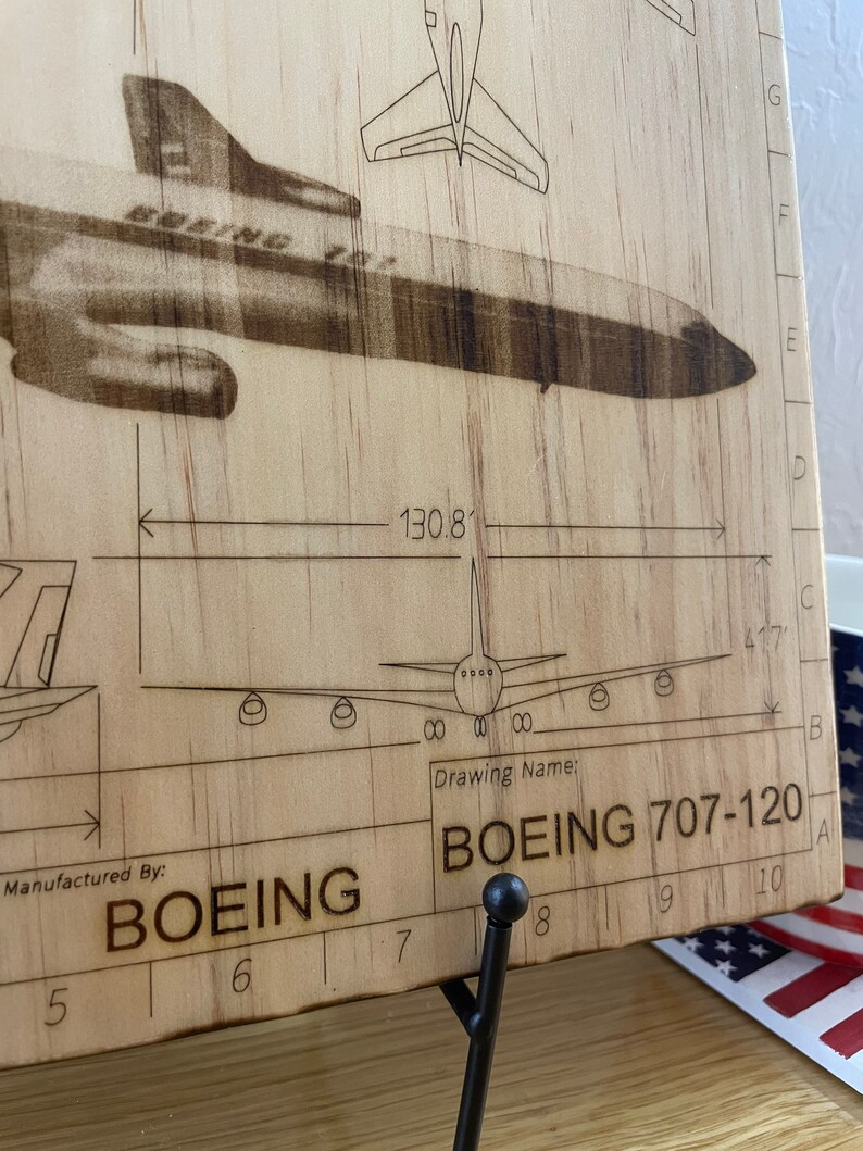 Boeing 707-120 Commercial Jet Blueprint Wall Art Laser - Etsy