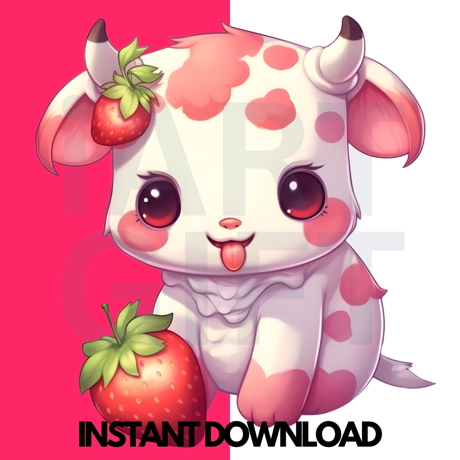 Strawberry Cow SVG PNG JPG | Pink Cow Clipart | Cute Cow | Baby Cow ...