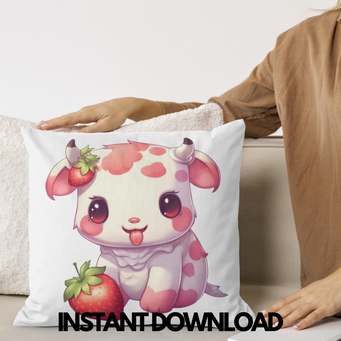 Strawberry Cow SVG PNG JPG | Pink Cow Clipart | Cute Cow | Baby Cow ...