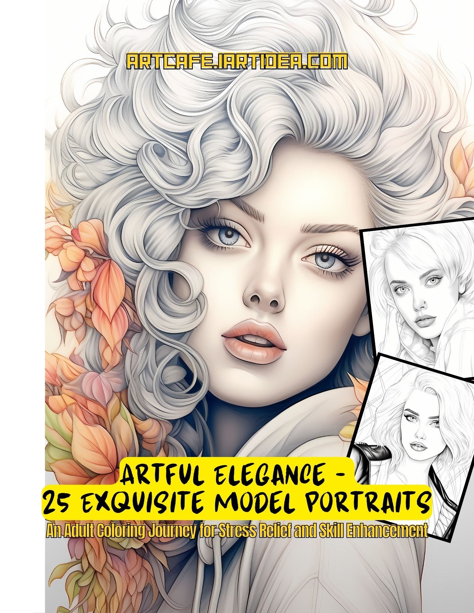 25 Model Portrait Coloring Pages for Adults, Coloring Book for Stress ...