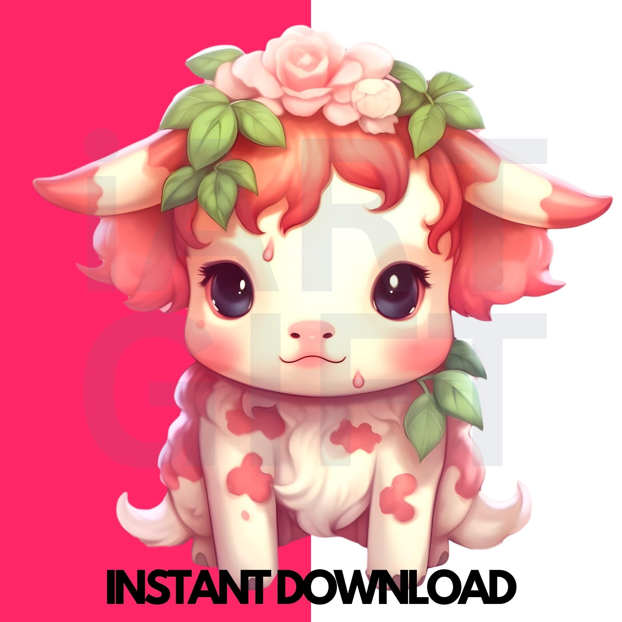 Strawberry Cow PNG JPG SVG | Pink Cow Clipart | Cute Cow | Baby Cow ...
