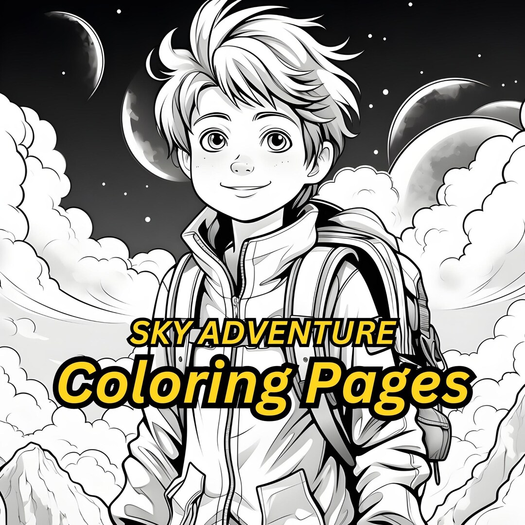Sky Adventure Coloring Pages for Adults and Kids, Coloring Book for ...