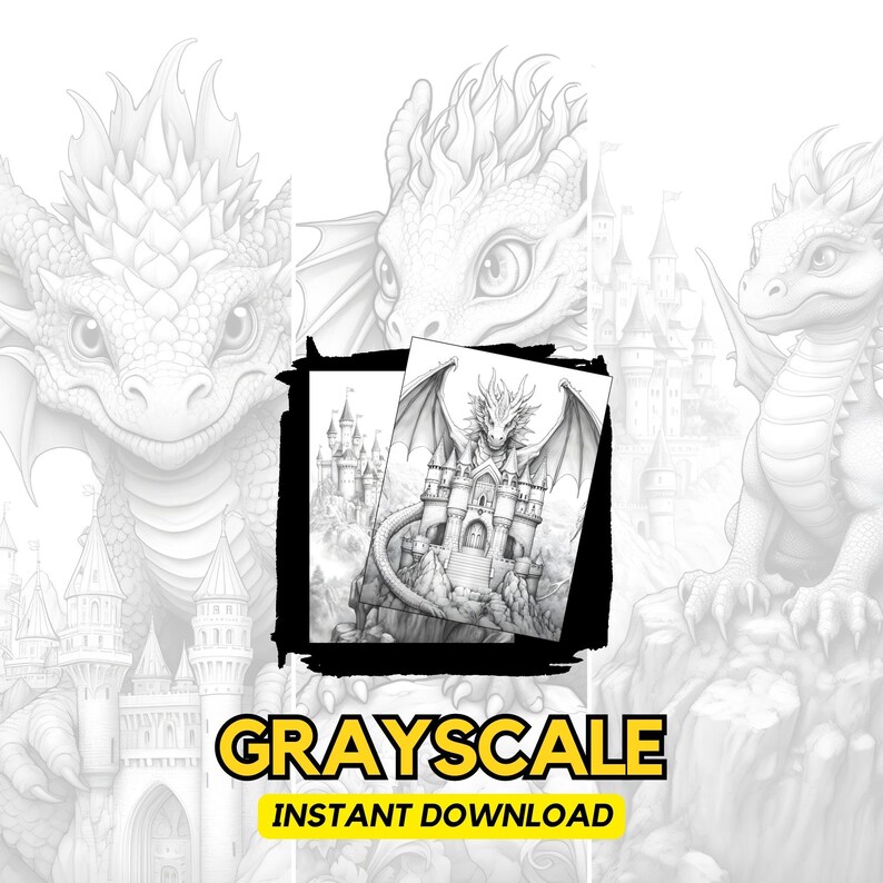 23 Castle With Dragon Coloring Pages for Adults & Kids, Fantasy ...