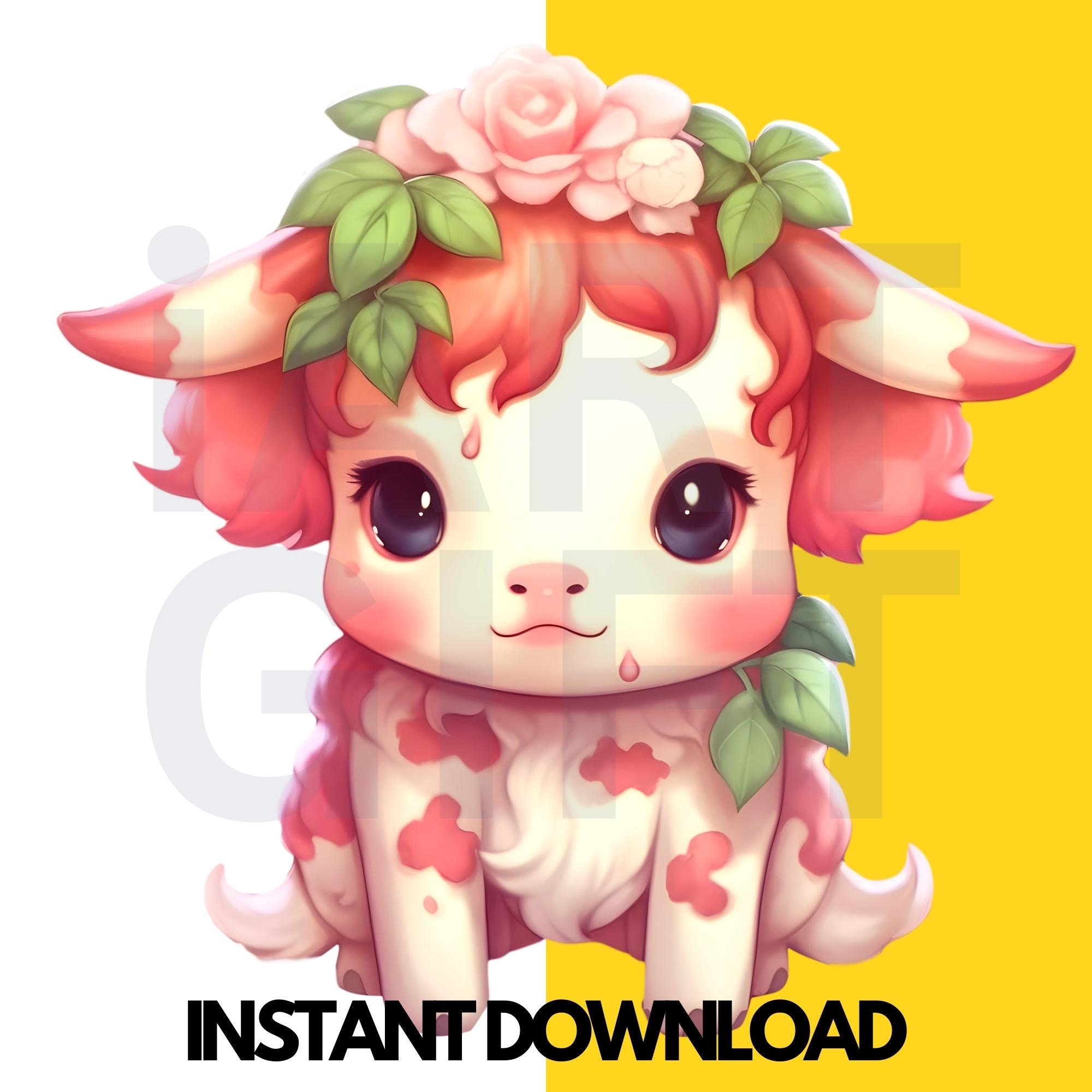 Strawberry Cow PNG JPG SVG | Pink Cow Clipart | Cute Cow | Baby Cow ...