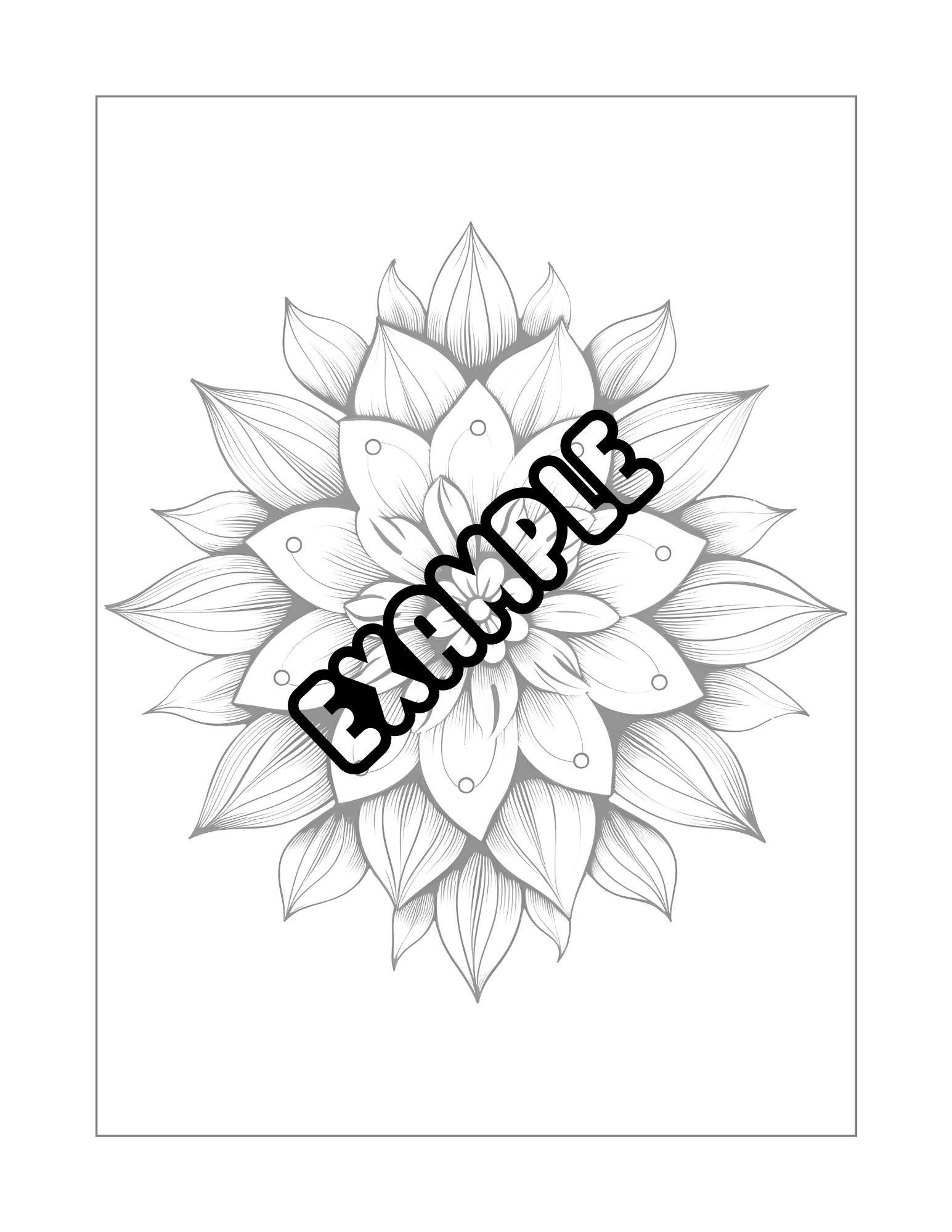 Mandala Flower Coloring Pages for Adults, Coloring Book for Stress ...