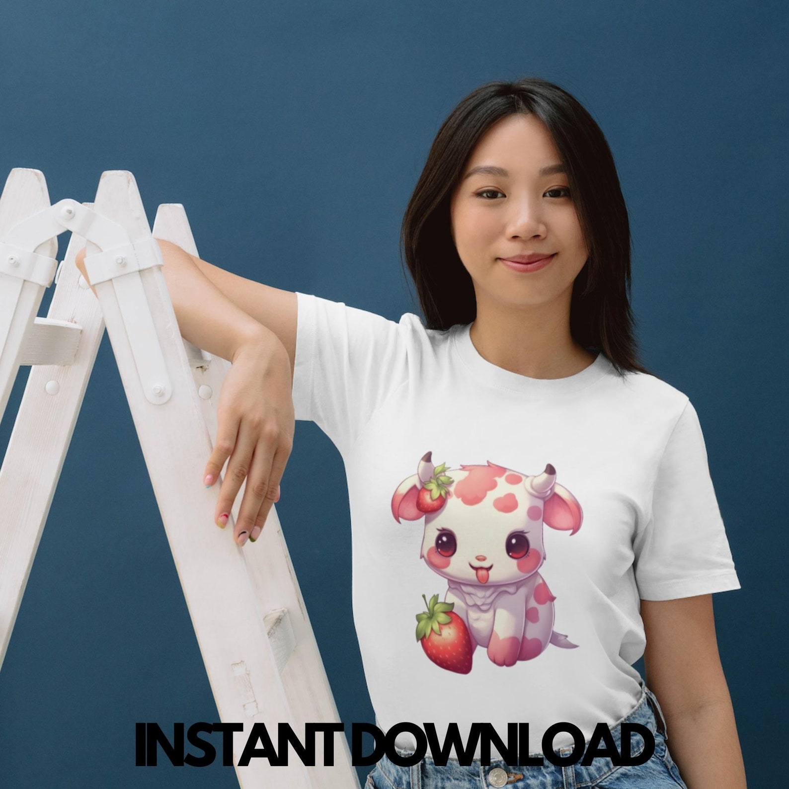 Strawberry Cow SVG PNG JPG | Pink Cow Clipart | Cute Cow | Baby Cow ...