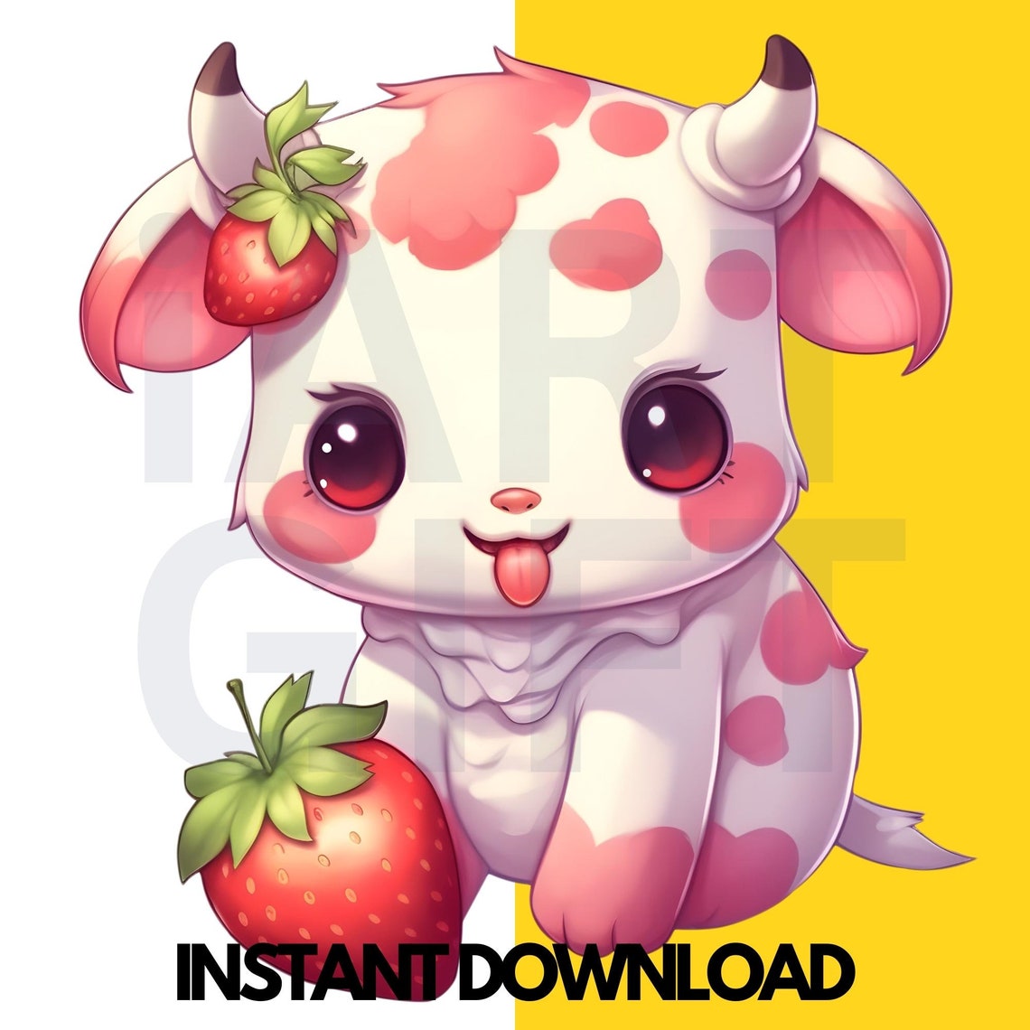 Strawberry Cow SVG PNG JPG | Pink Cow Clipart | Cute Cow | Baby Cow ...