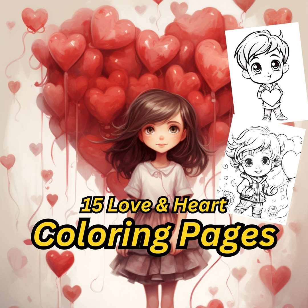 Love and Heart Coloring Pages for Adults and Kids, Coloring Book for ...